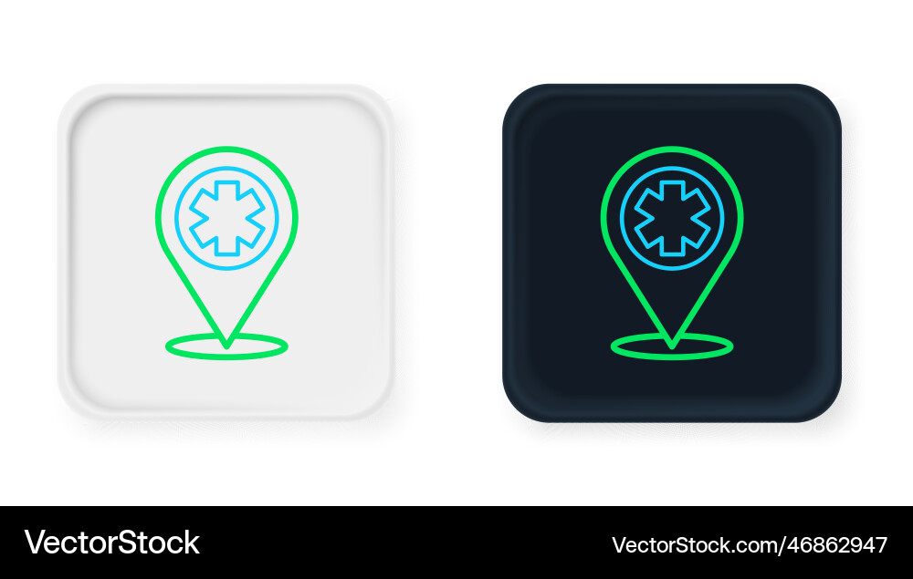Line medical map pointer with cross hospital icon Vector Image