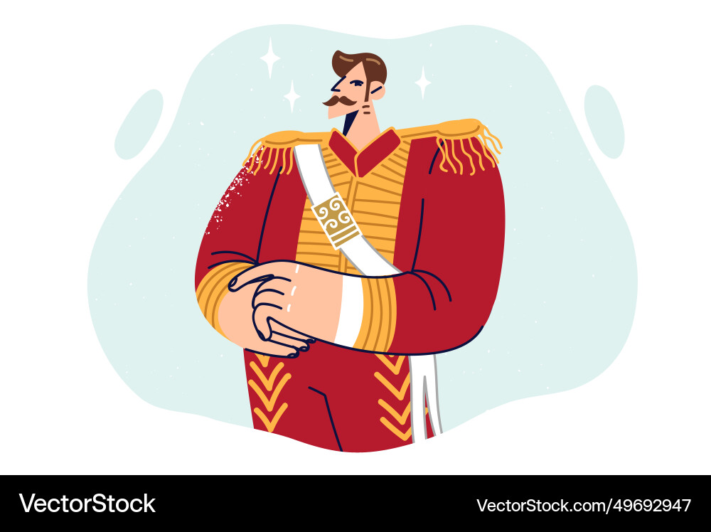 Man dressed as russian tsar nicholas 2 proudly Vector Image