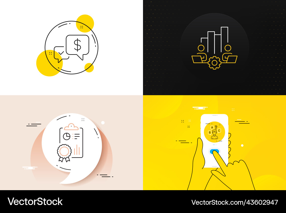 Minimal set of teamwork chart inspect and payment Vector Image