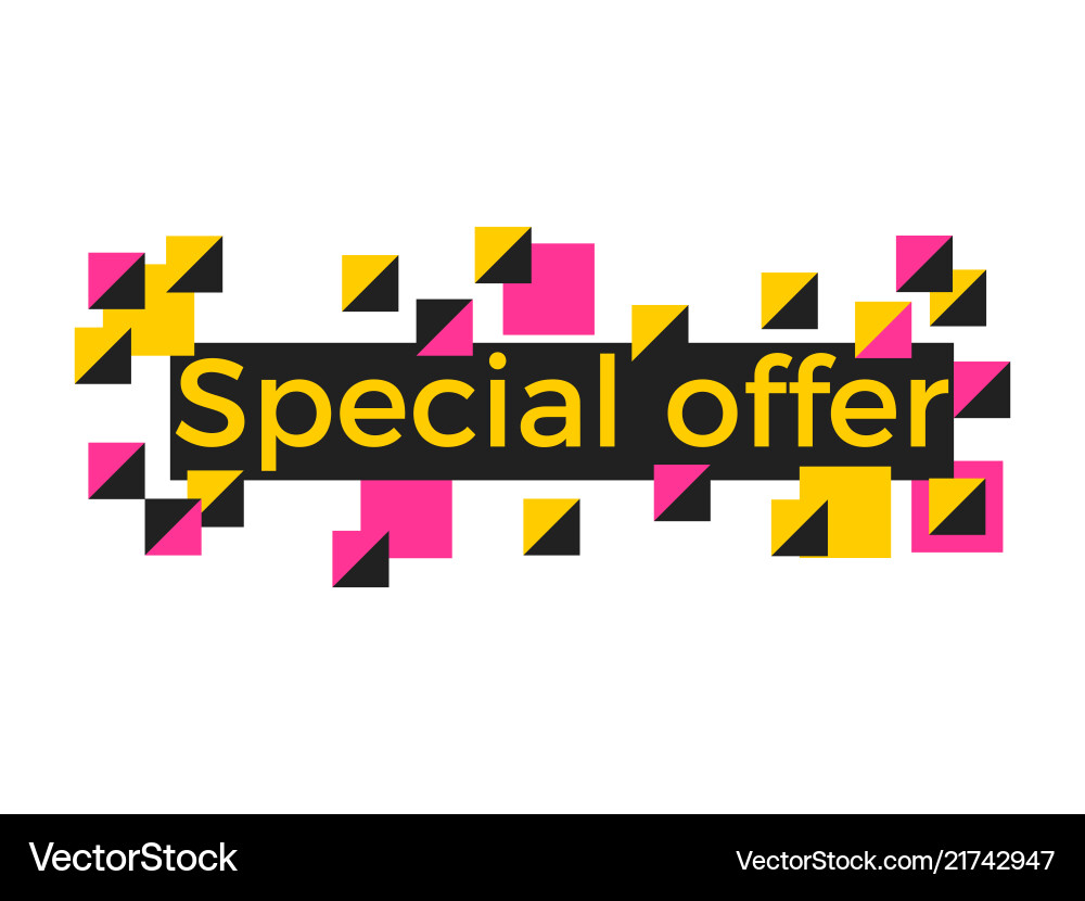 Special offer banner with text and squares Vector Image