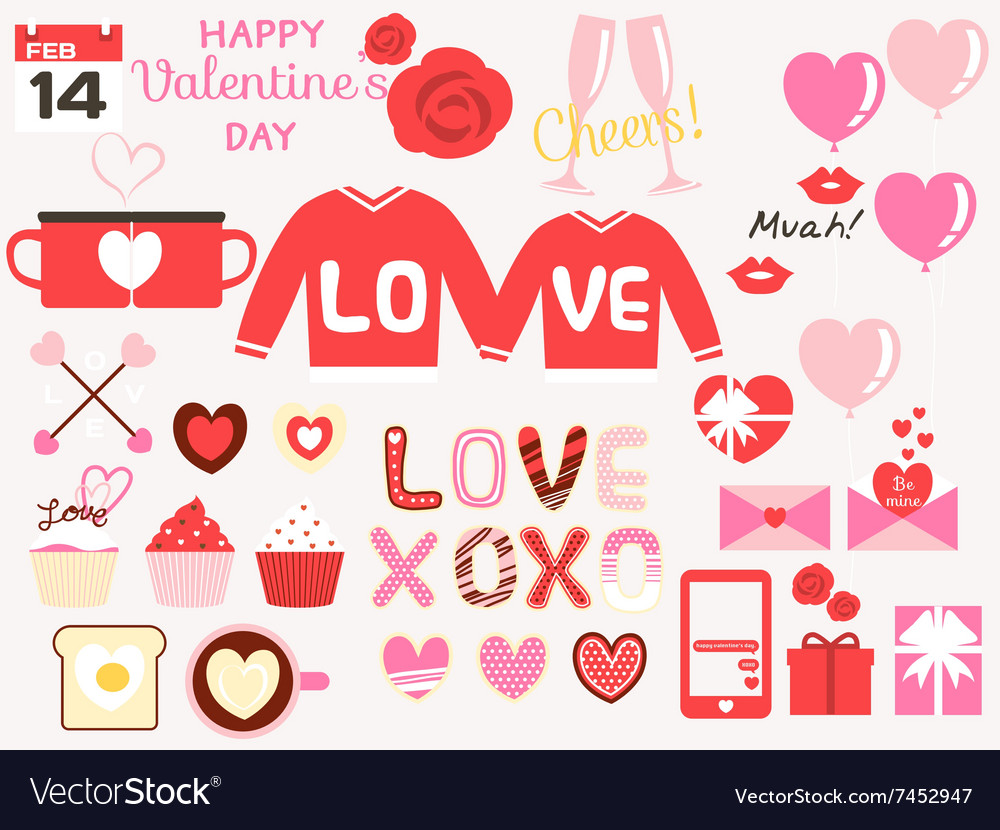 Valentine design elements Royalty Free Vector Image