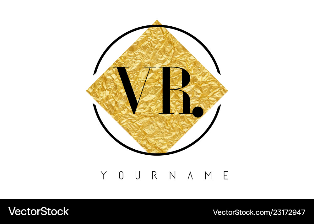 Vr letter logo with golden foil texture Royalty Free Vector
