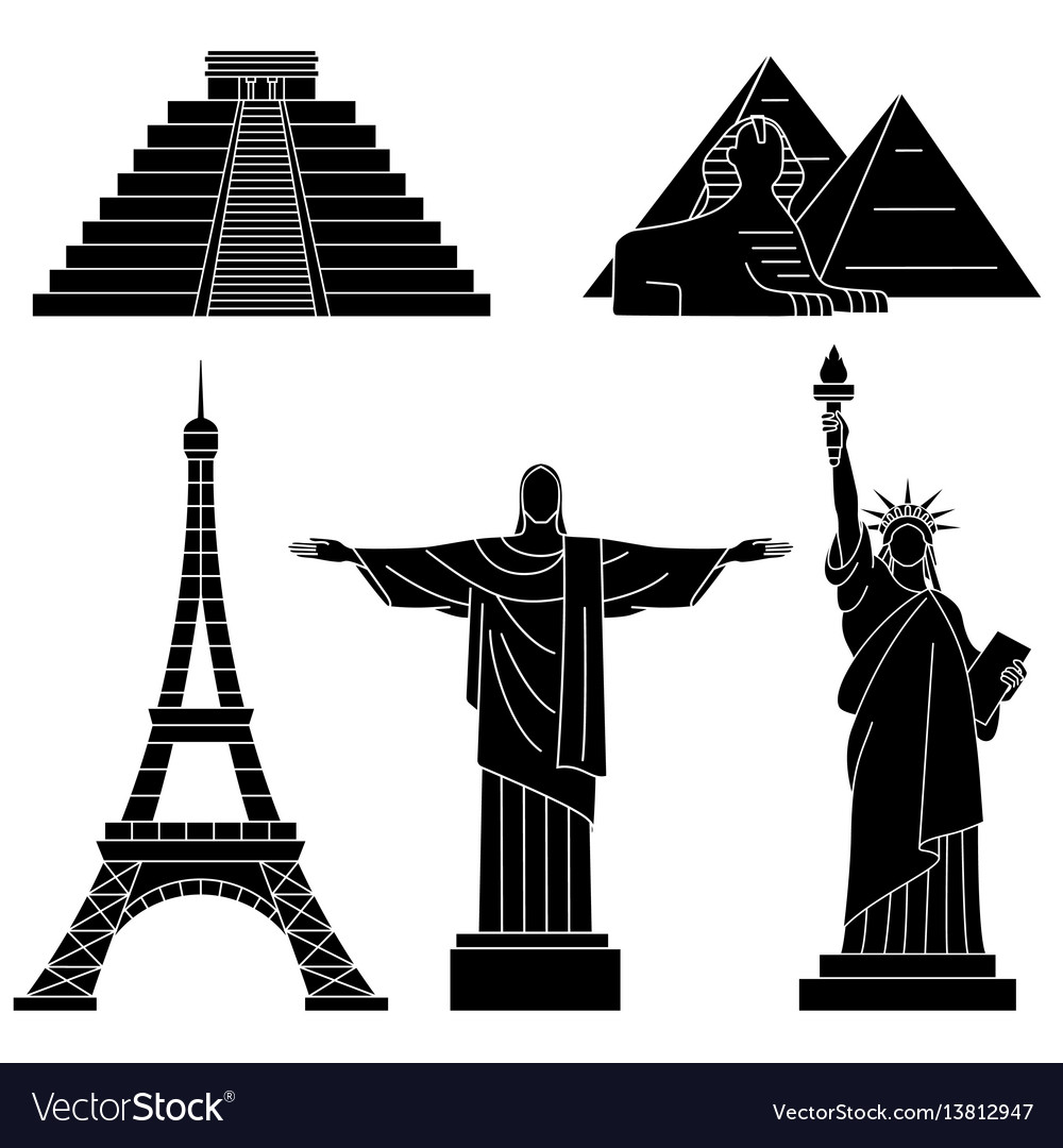 World landmarks eiffel tower statue of liberty Vector Image