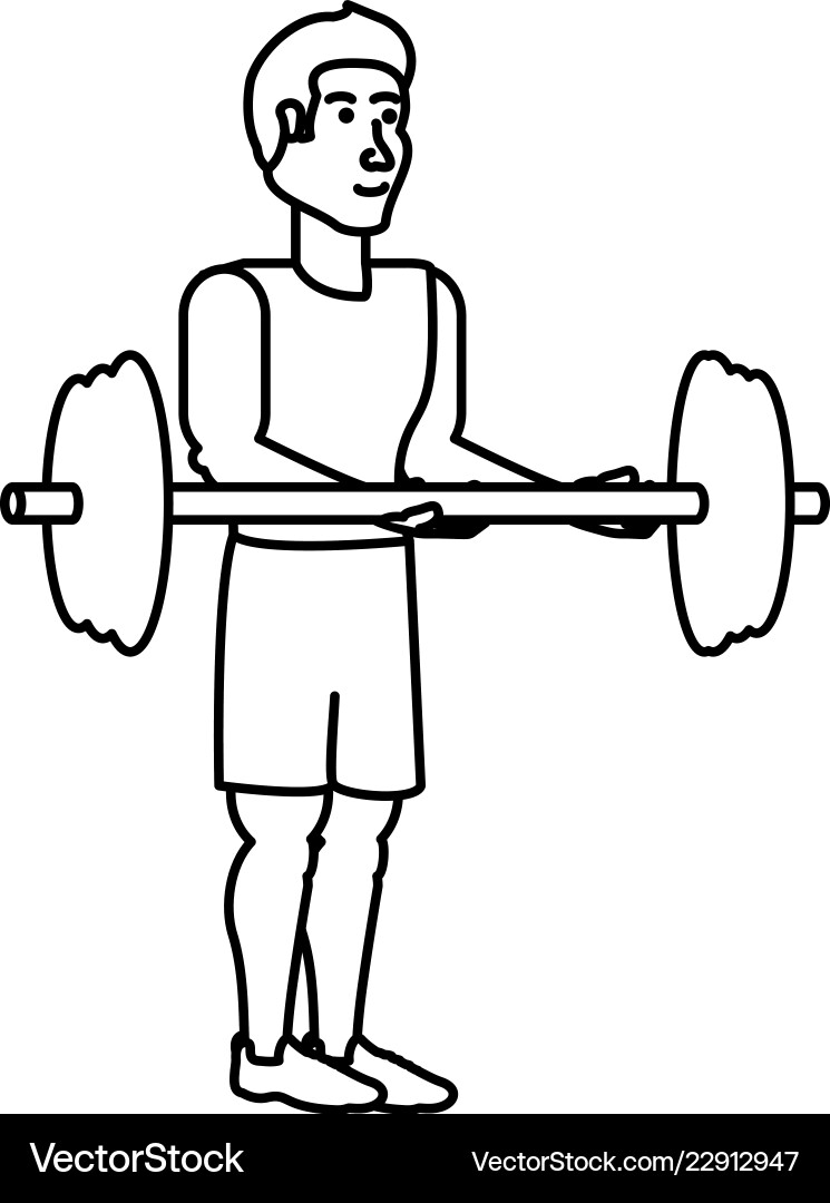 Young athletic man with dumbbell sport Royalty Free Vector