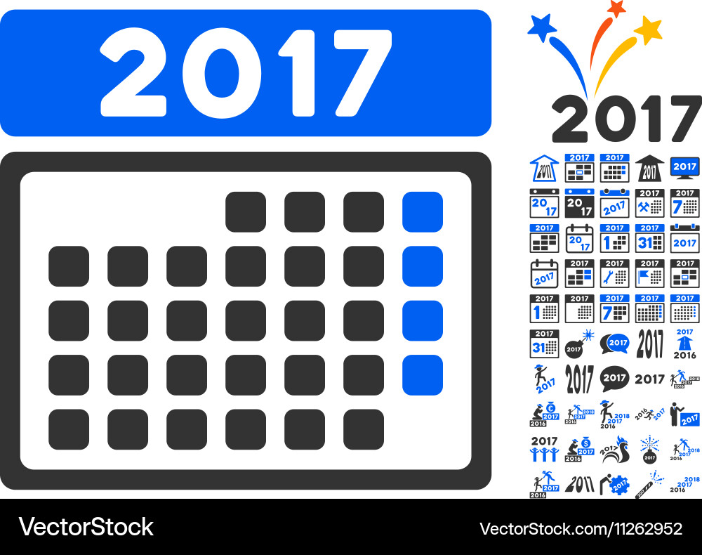 2017 month calendar icon with year bonus Vector Image