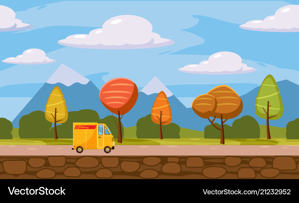 Autumn landscape trees and fall leaves delivery Vector Image