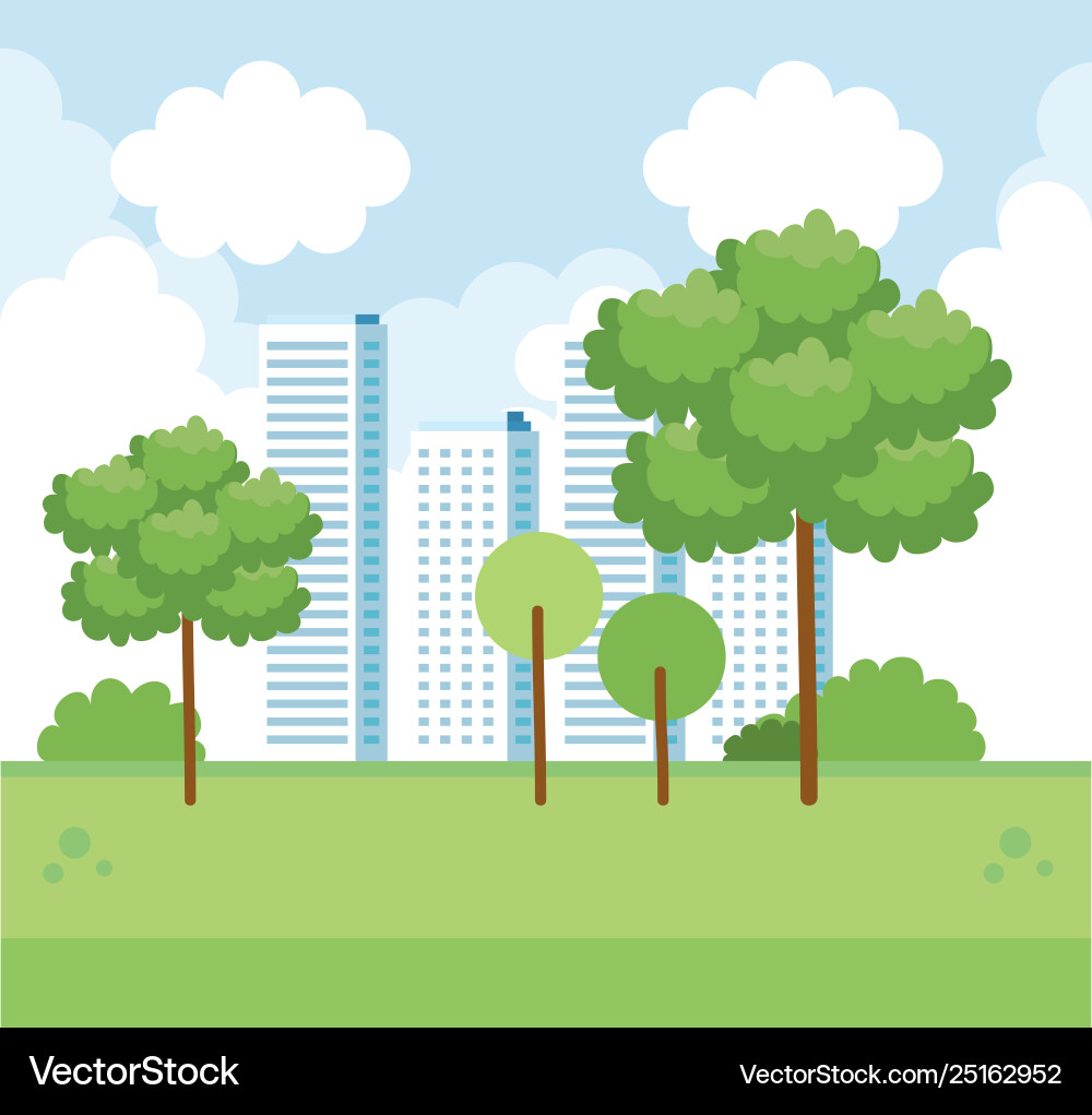 Cityscape with building and trees nature Vector Image