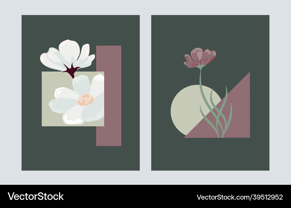 Collection of abstract flower posters Royalty Free Vector