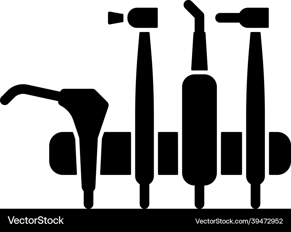 Dental machine unit black glyph icon Royalty Free Vector