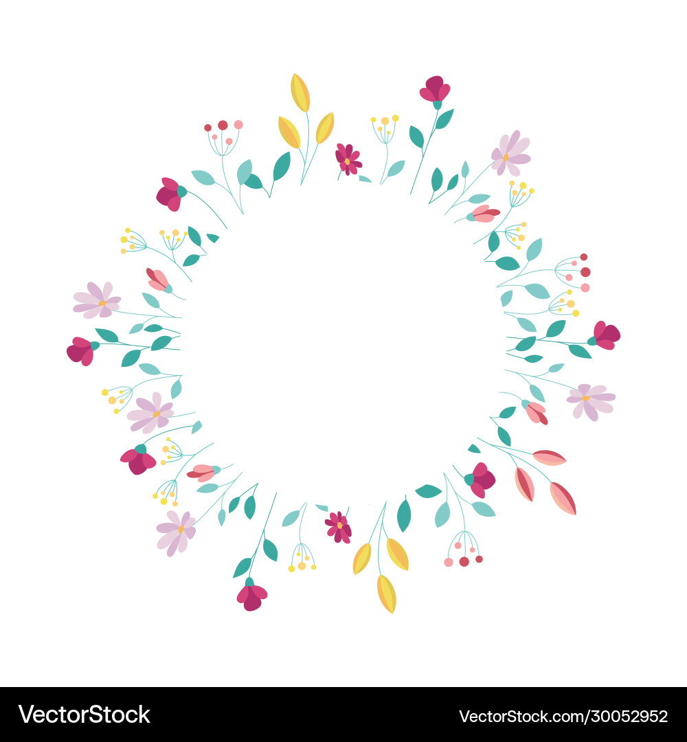 Floral round frame isolated on a white background Vector Image