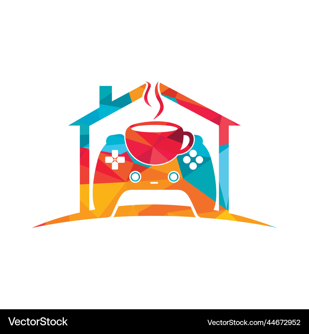Gamer cafe logo design template Royalty Free Vector Image