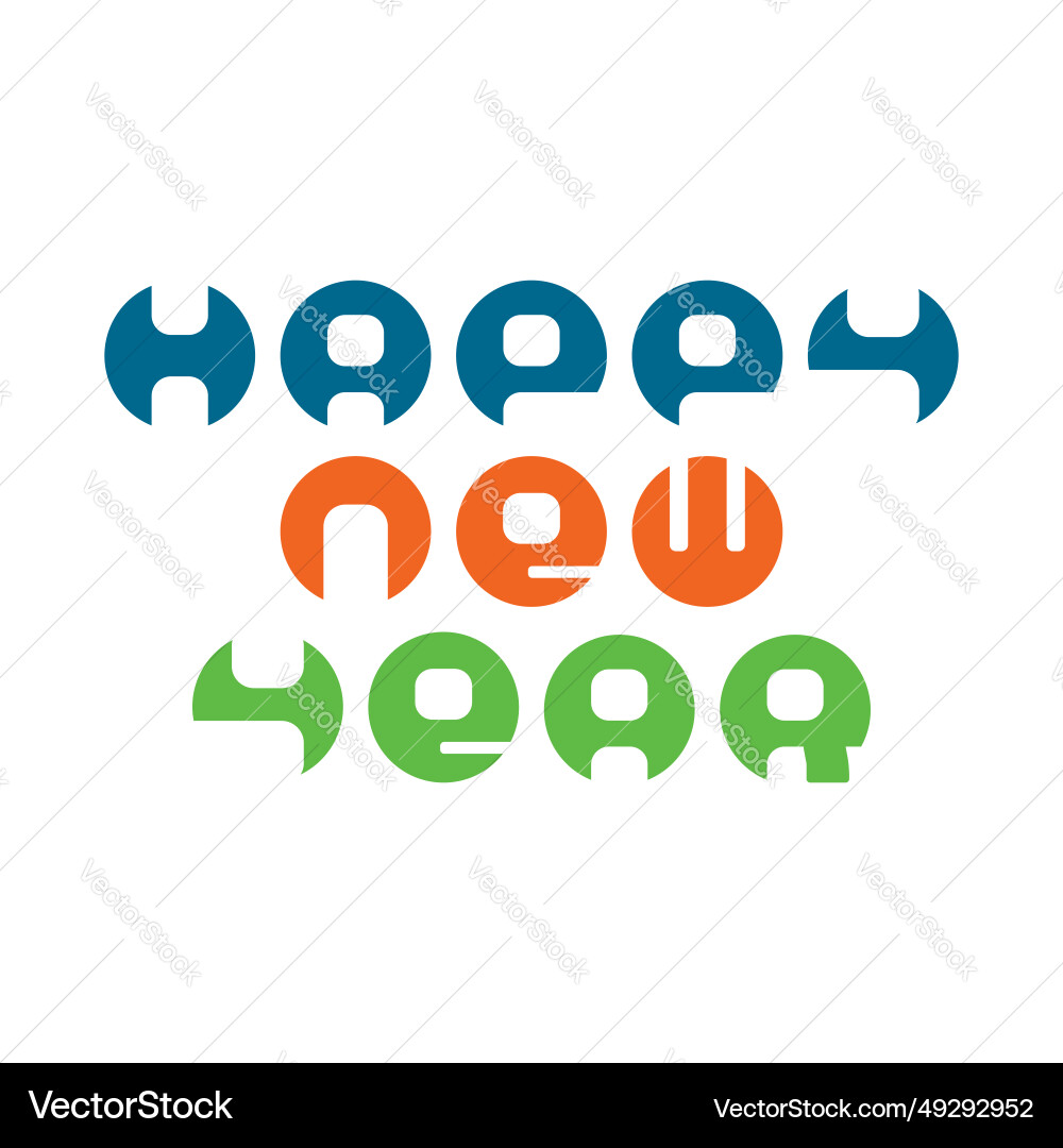 Happy new year text design colored numbers vect Vector Image