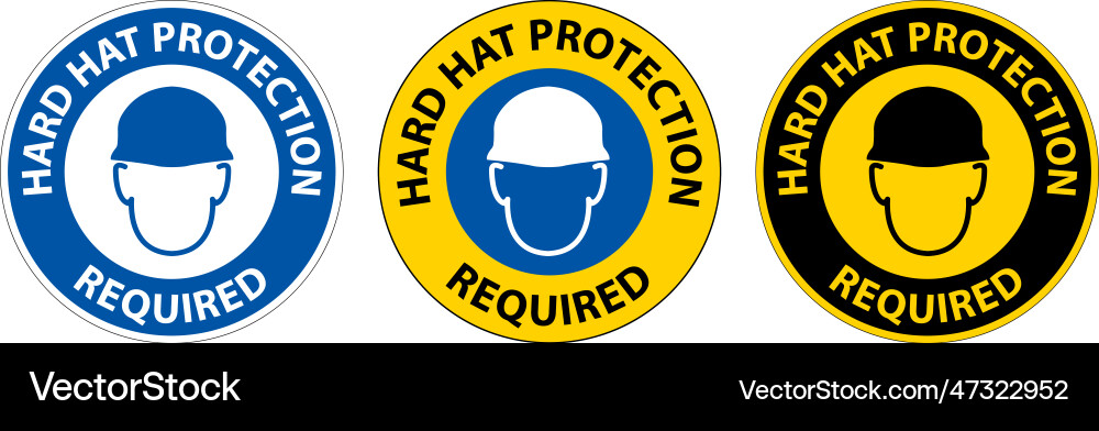 Hard hat protection required area sign on white Vector Image