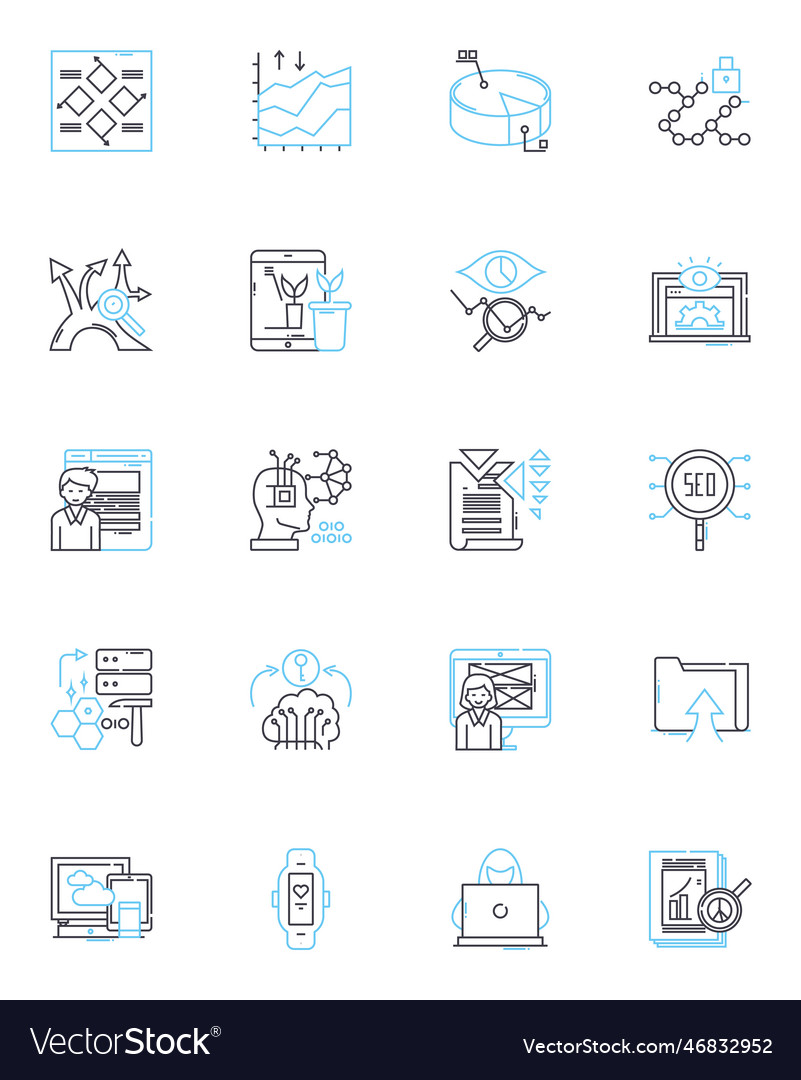 Information governance linear icons set Royalty Free Vector