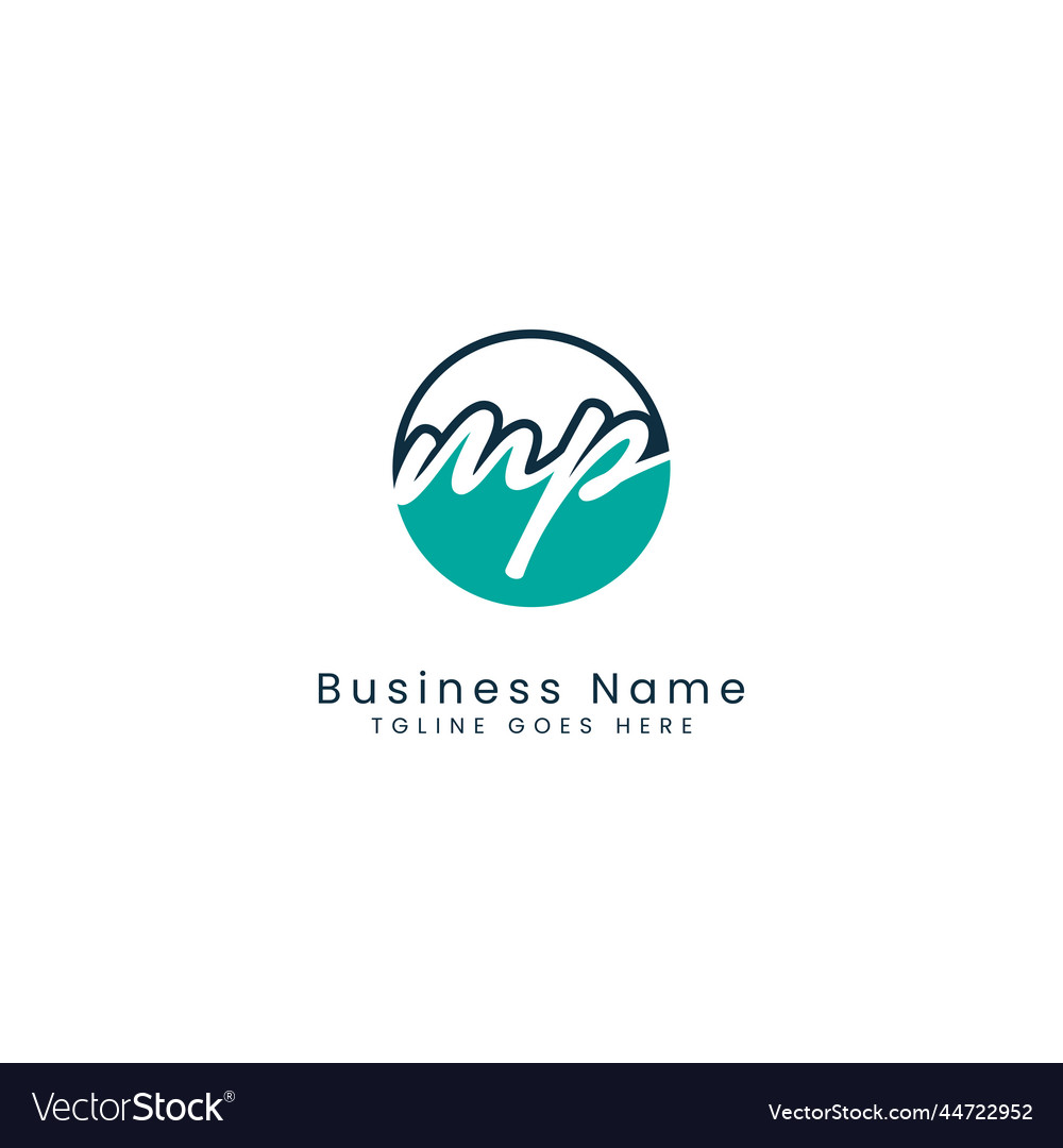 M p mp initial handwritten signature logo Vector Image