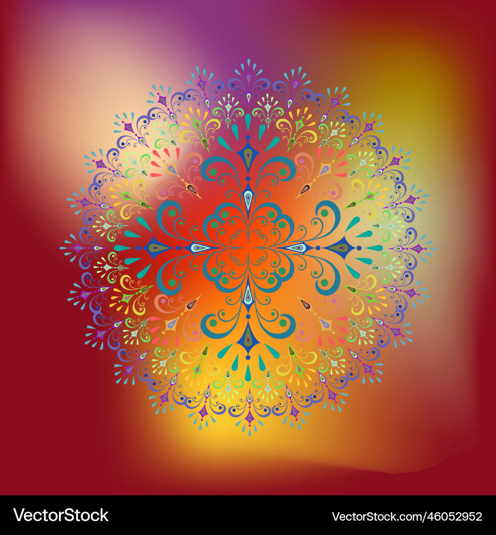 Mandala symbol for magic on colorful background Vector Image