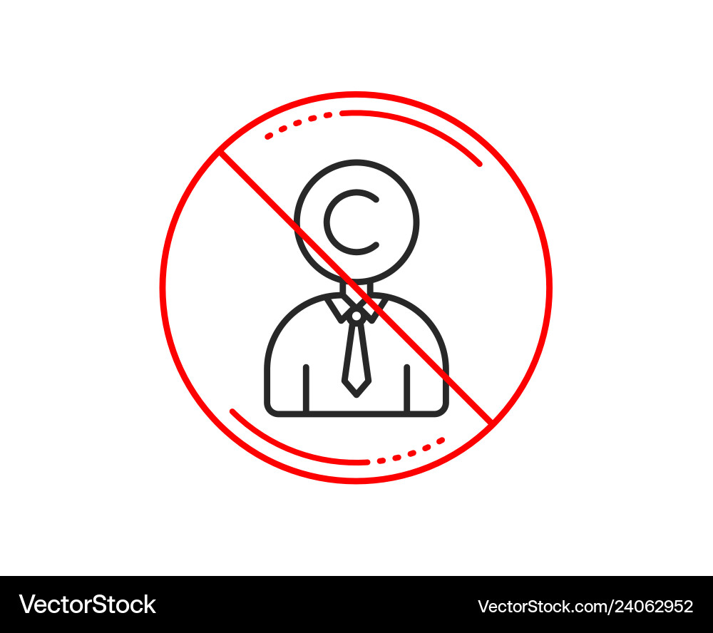 No or stop sign copyrighter line icon writer Vector Image