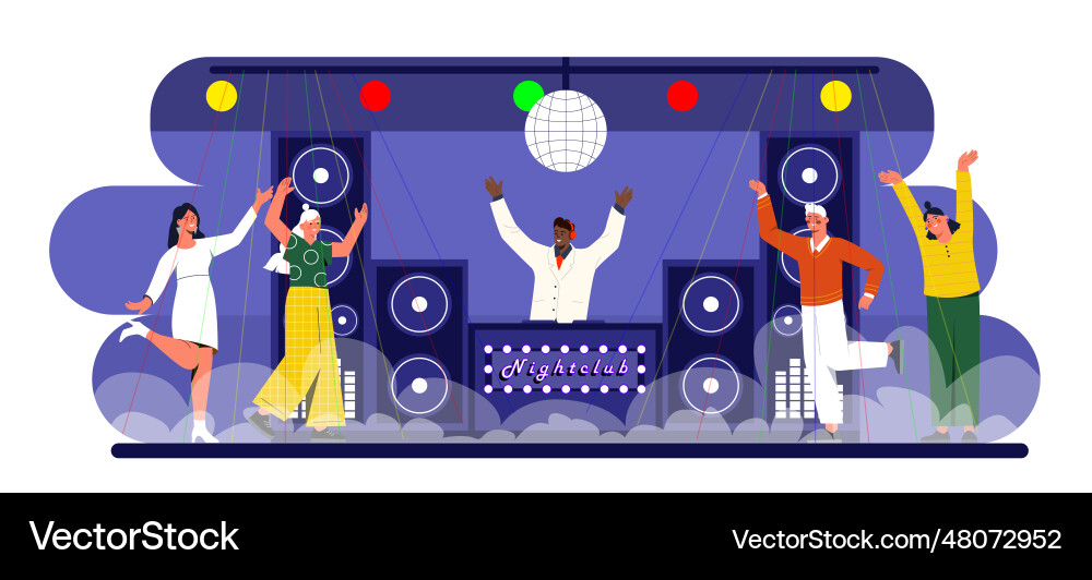 People at disco club concept Royalty Free Vector Image