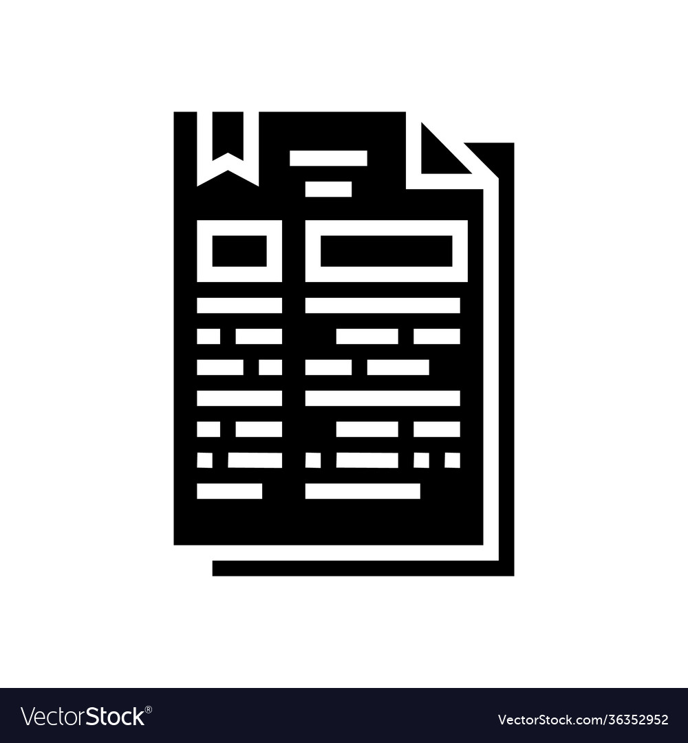 Protocol document glyph icon Royalty Free Vector Image