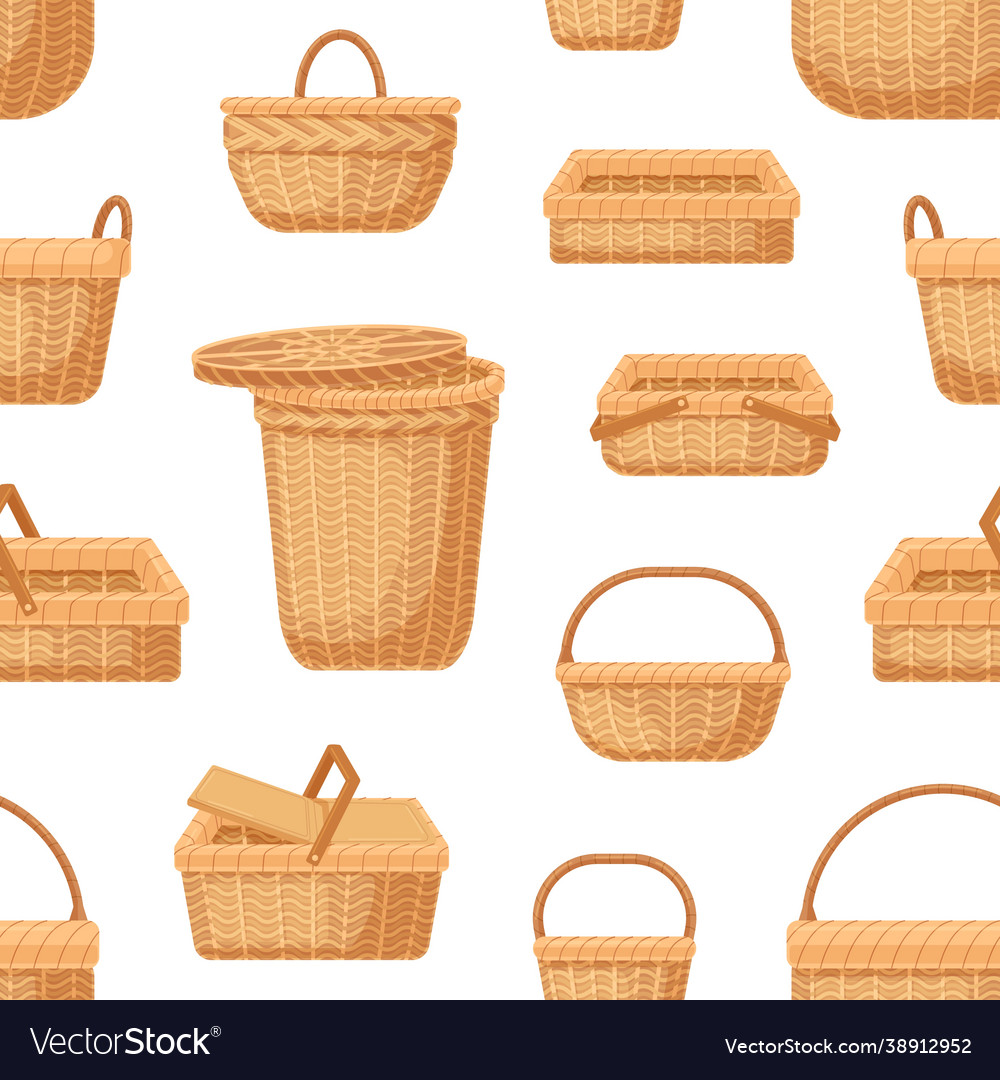 Seamless pattern with different straw wicker Vector Image