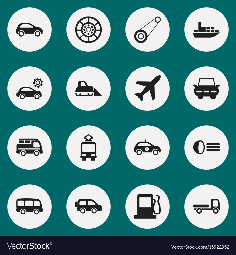 Set of 16 editable transportation icons includes Vector Image Set of 16 editable transportation icons includes Vector Image