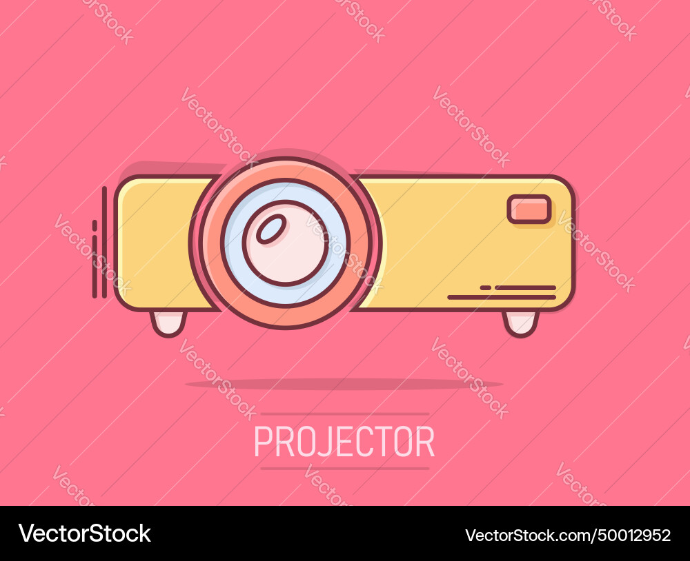 Video projector sign icon in comic style cinema Vector Image