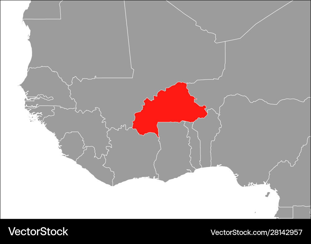 Burkina faso map on gray base Royalty Free Vector Image