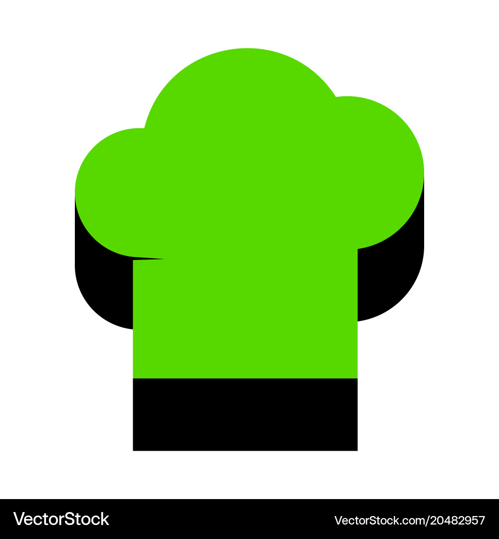 Chef cap sign green 3d icon with black Royalty Free Vector