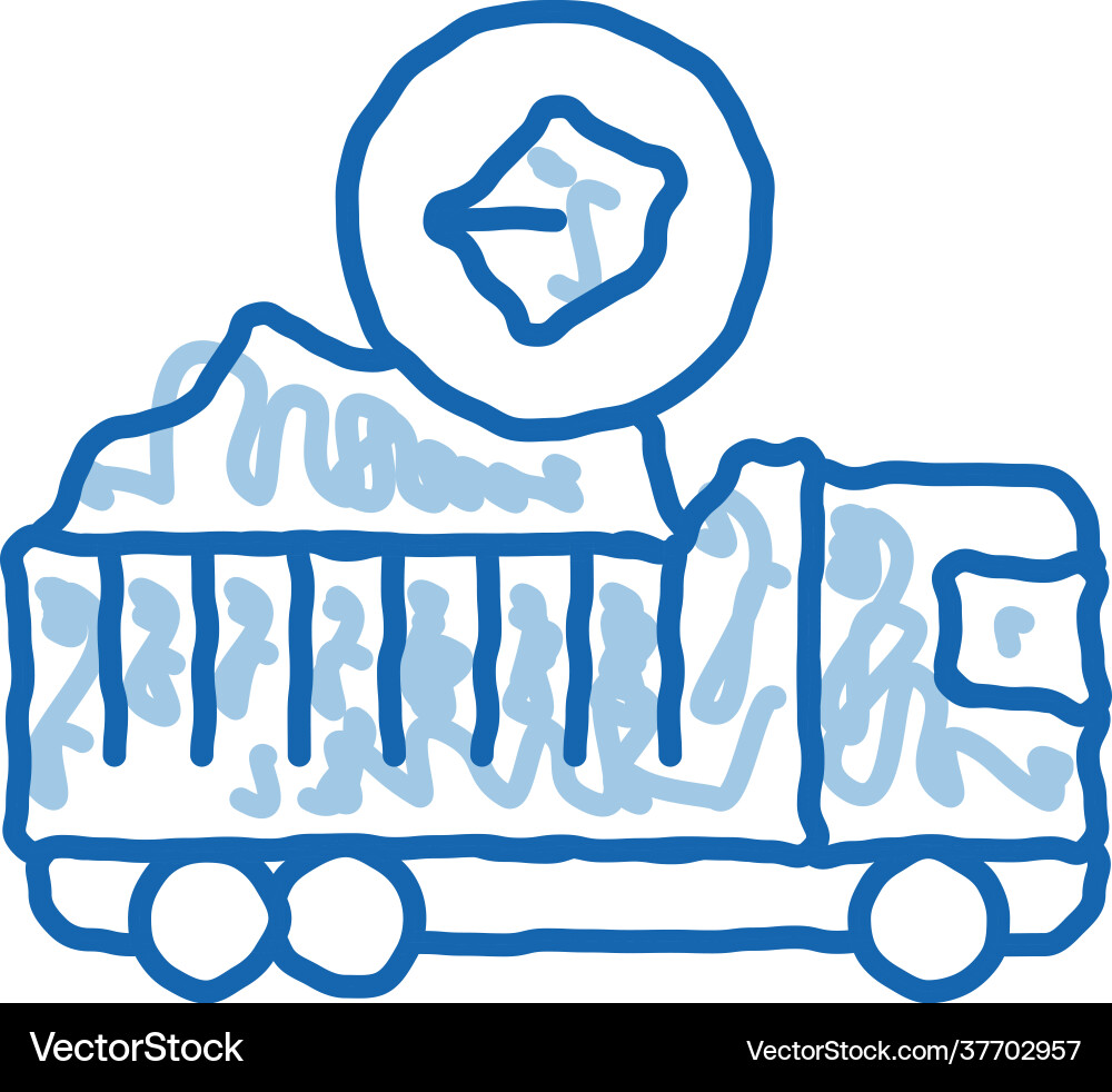 Coal truck doodle icon hand drawn Royalty Free Vector Image