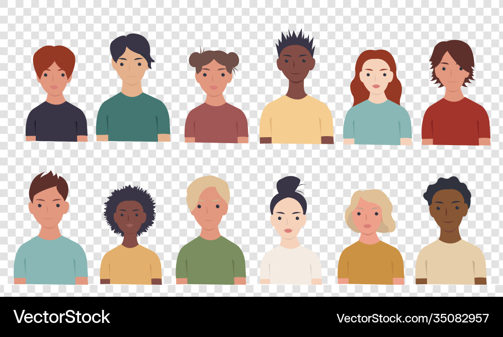 Collection portraits people transparent Royalty Free Vector