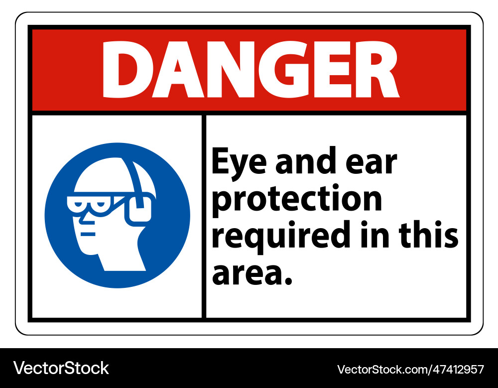 Danger sign eye and ear protection required Vector Image