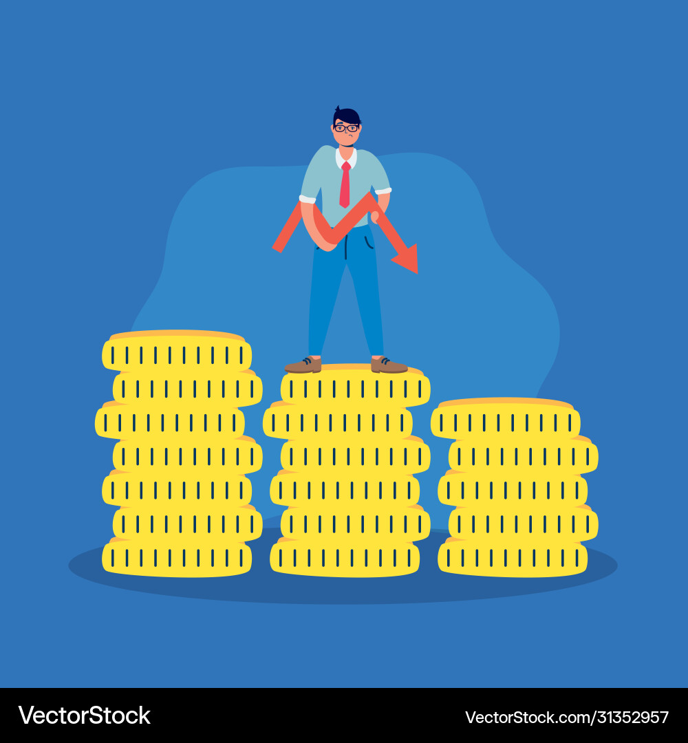 Elegant business man with statistics arrow Vector Image