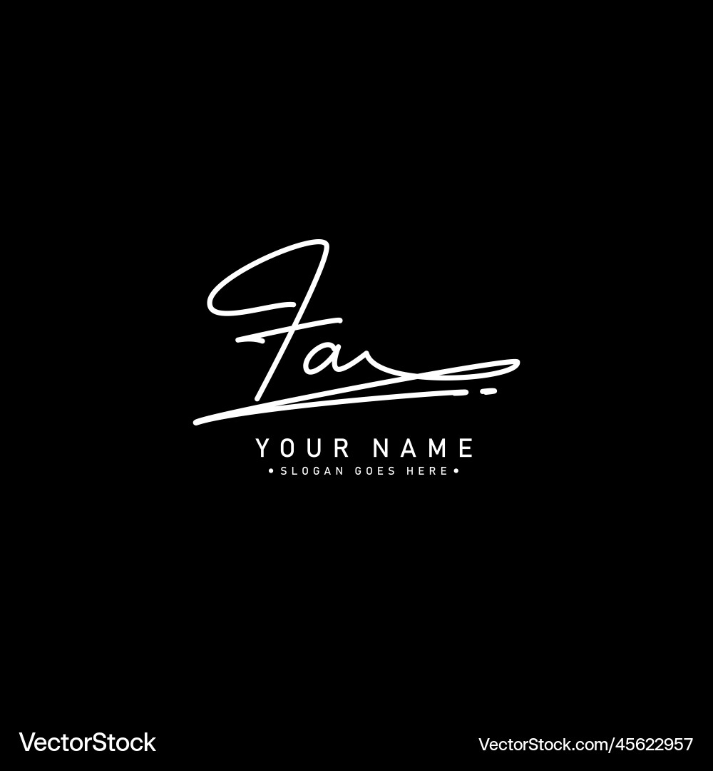 Fa signature logo - handwritten template Vector Image