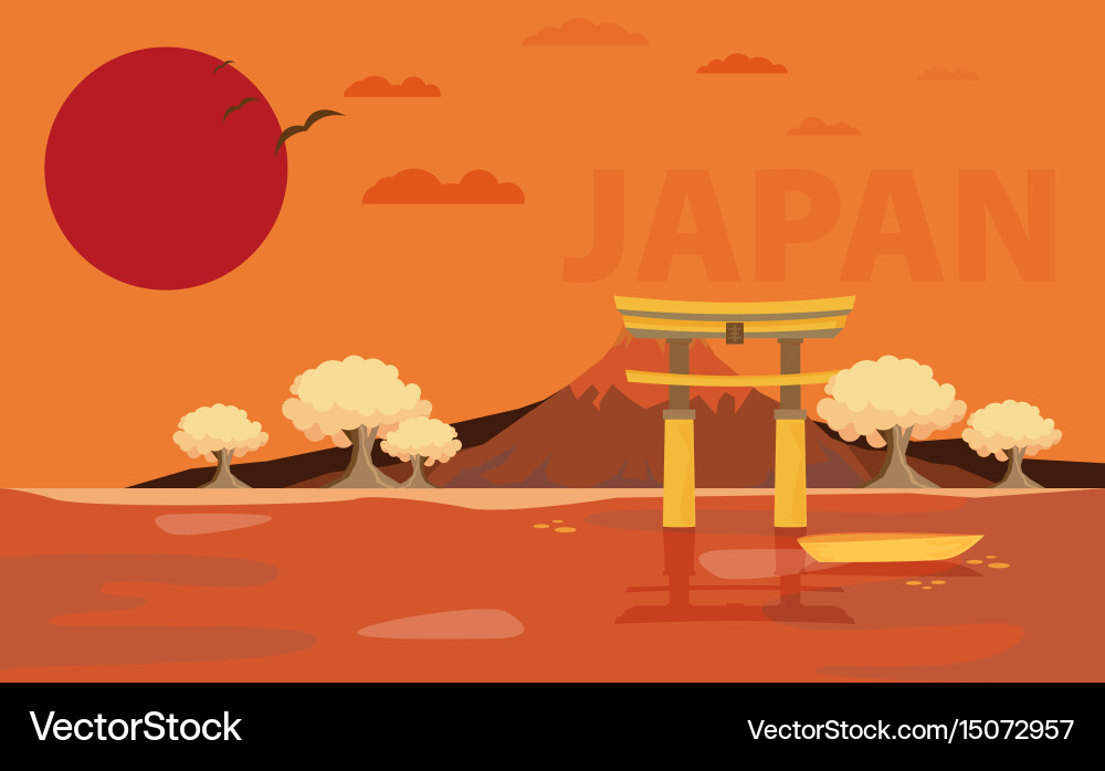 Flat design landscape of japan Royalty Free Vector Image
