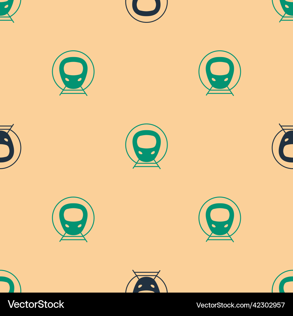 Green and black train railway icon isolated Vector Image