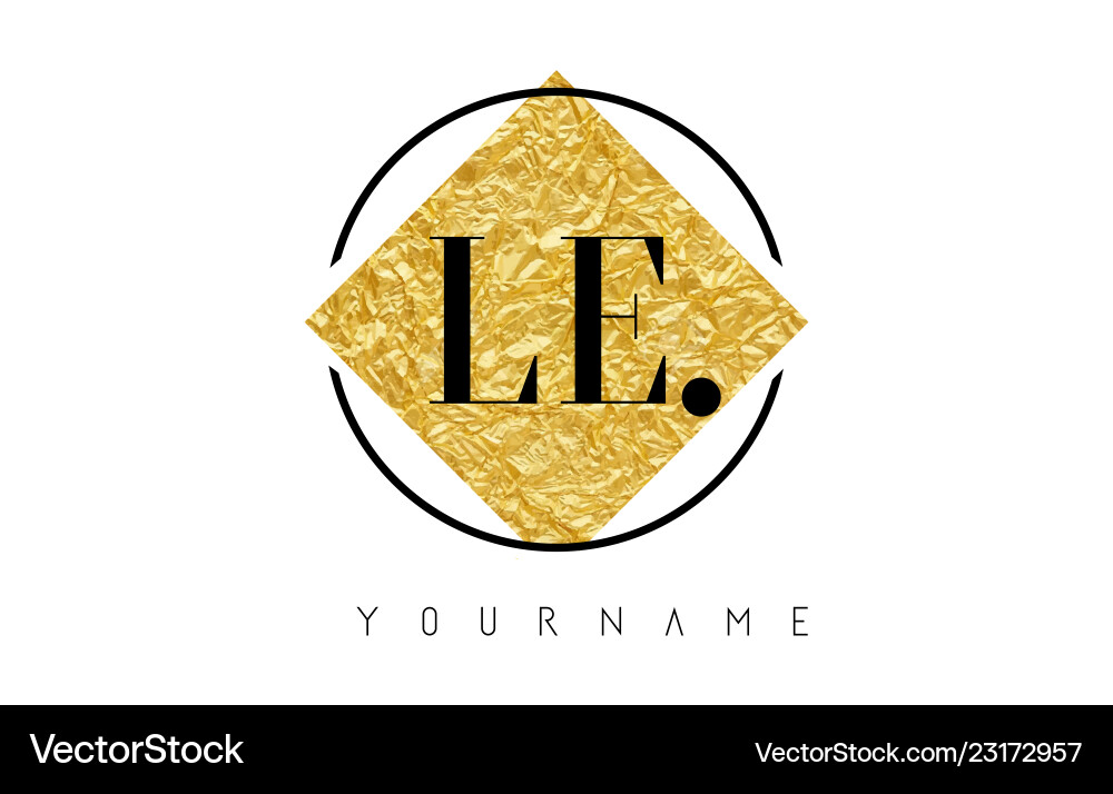 Le letter logo with golden foil texture Royalty Free Vector