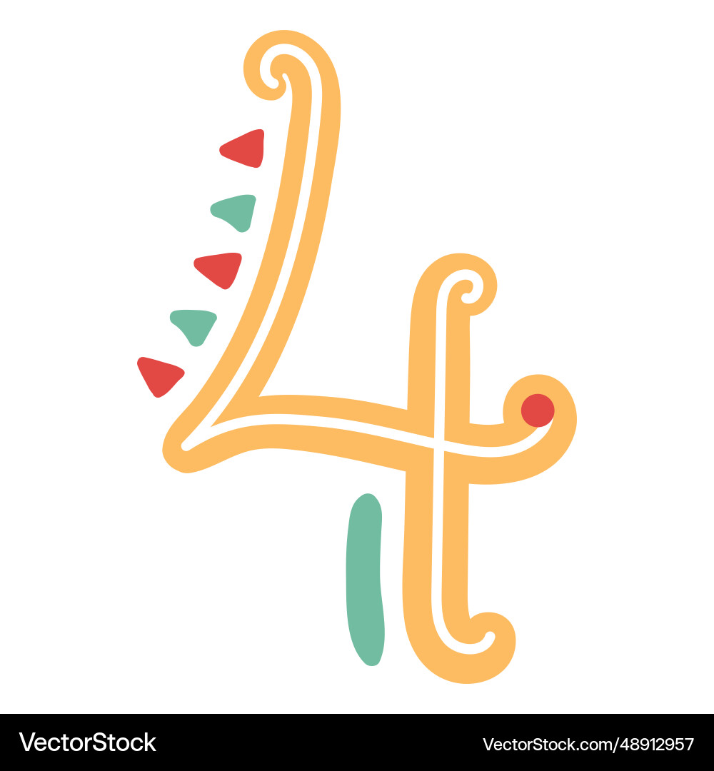 Mexican style number four lettering Royalty Free Vector