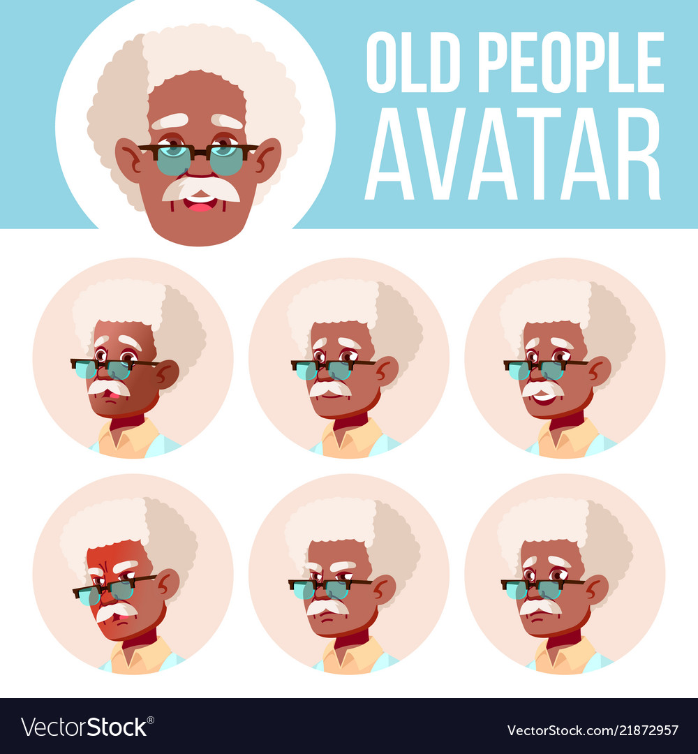 Old man avatar set black afro american Royalty Free Vector Old man avatar set black afro american Royalty Free Vector