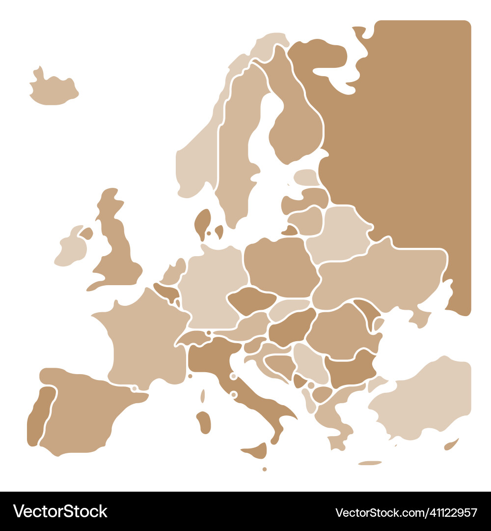 Simplified smooth map of europe Royalty Free Vector Image