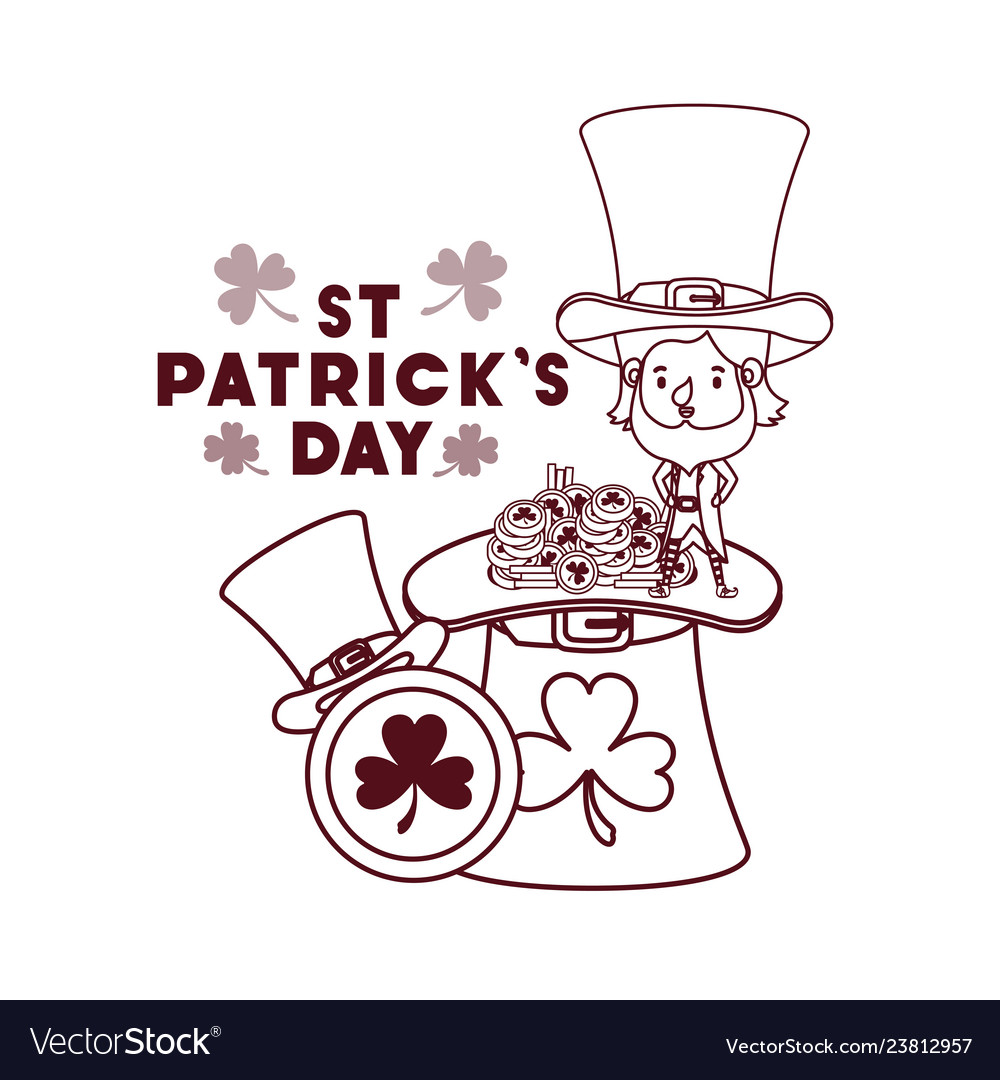 St patricks day label with leprechaun character Vector Image