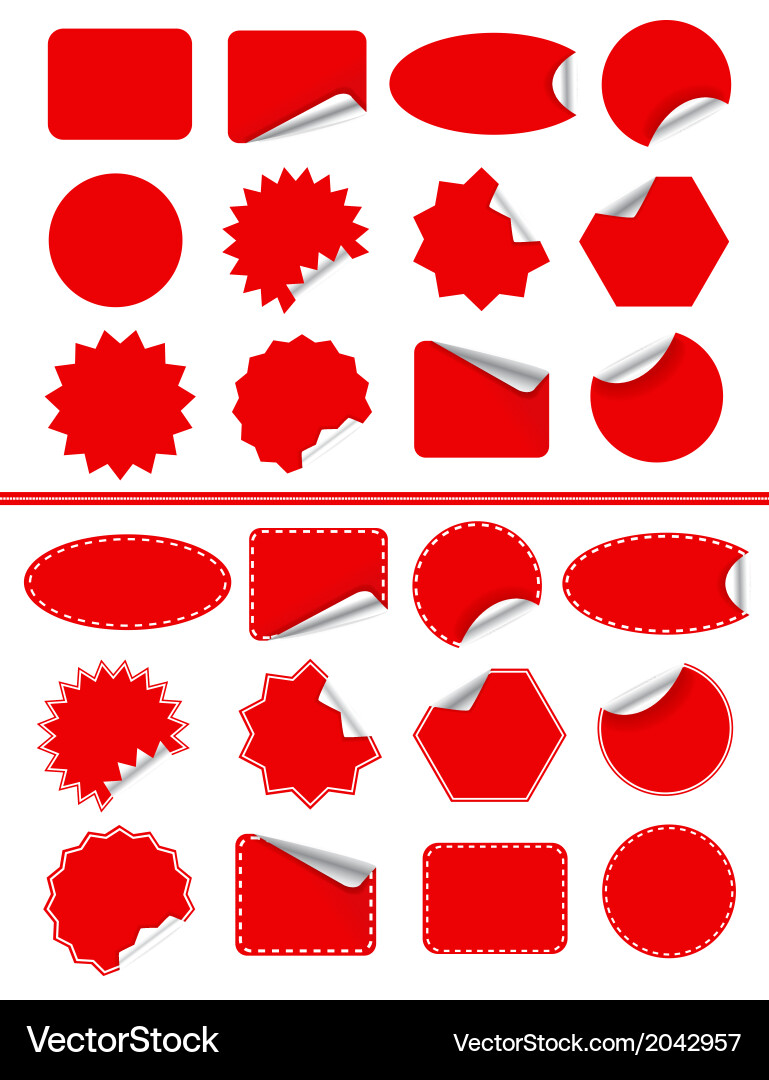 Sticker label set red sticky isolated on white Vector Image