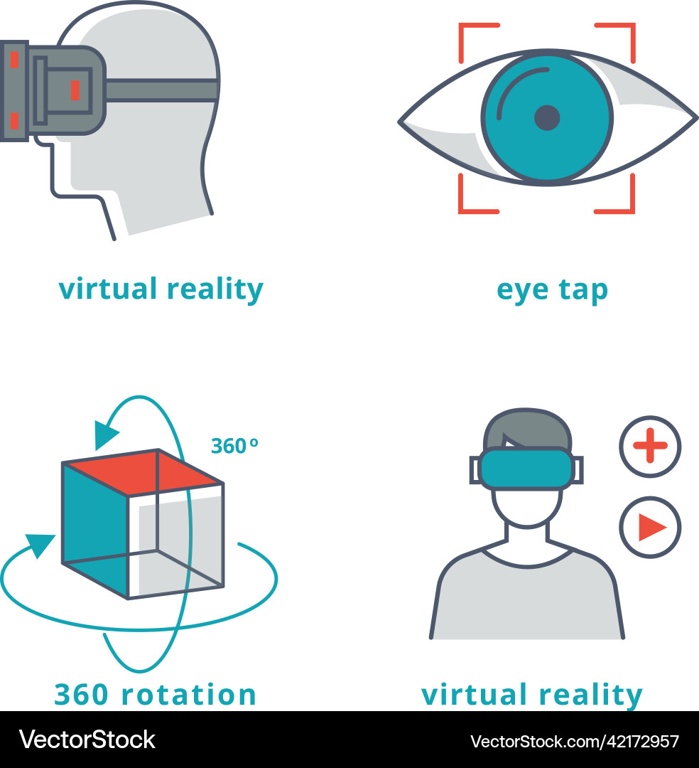 Virtual reality signs set for 3d games and 360 Vector Image