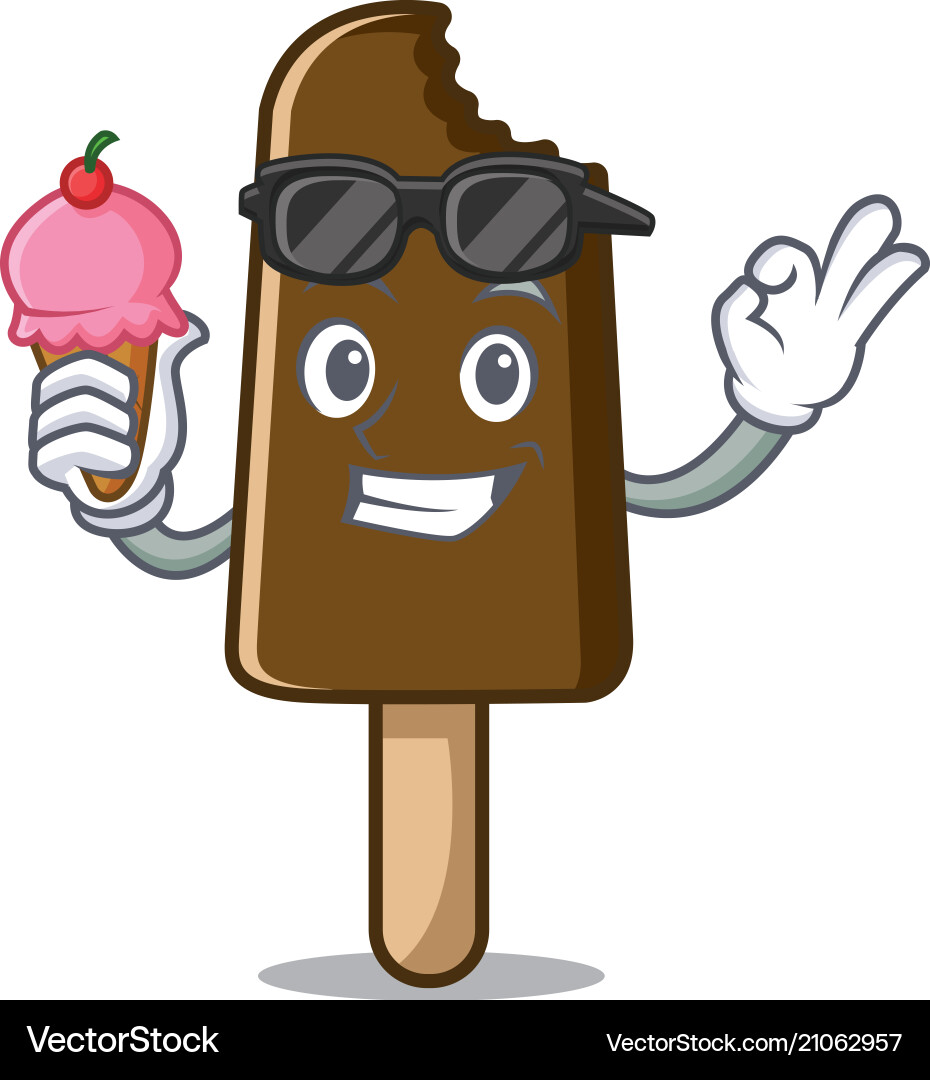 With ice cream chocolate ice cream character Vector Image