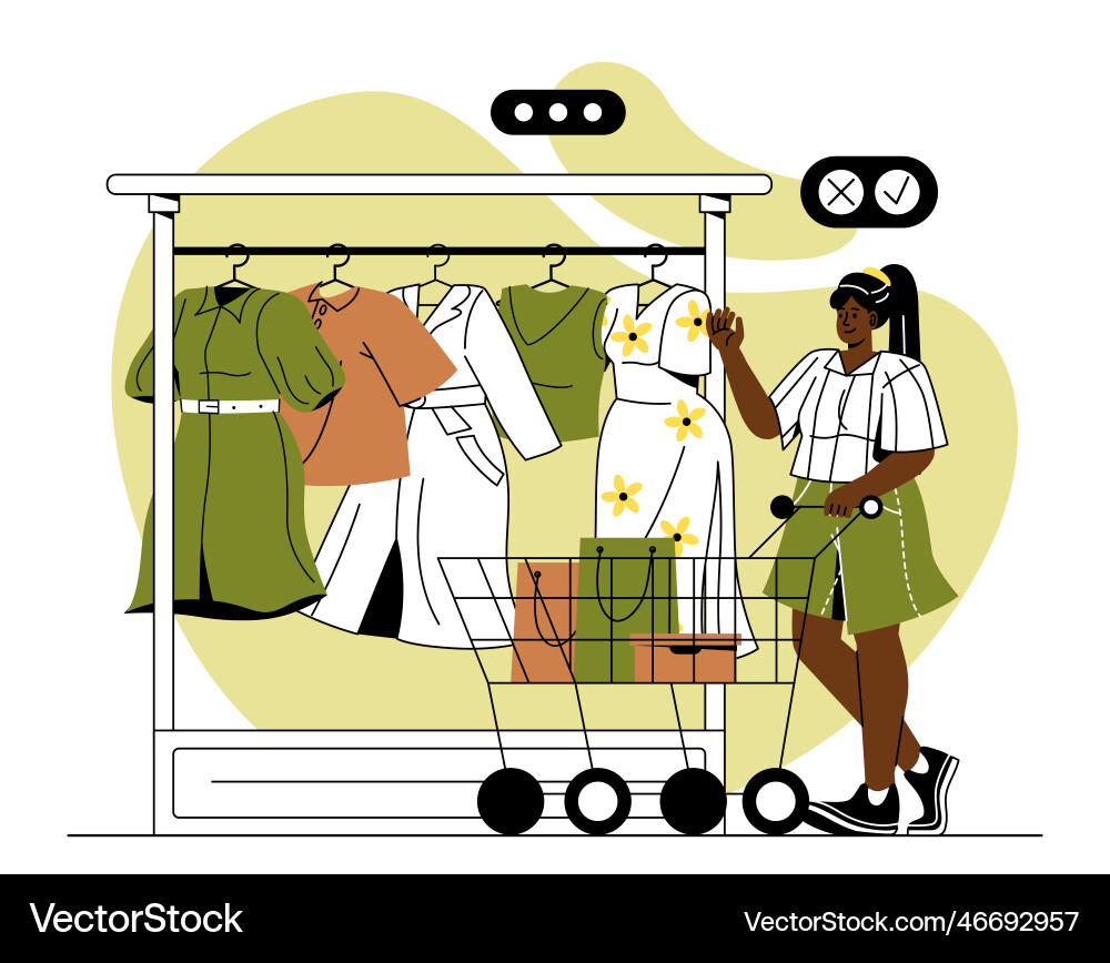 Woman at shopping Royalty Free Vector Image - VectorStock