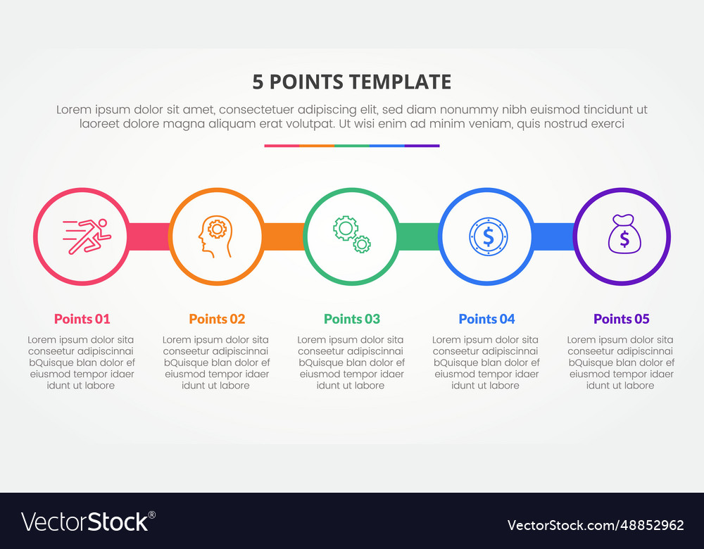 5 points stage template infographic concept Vector Image