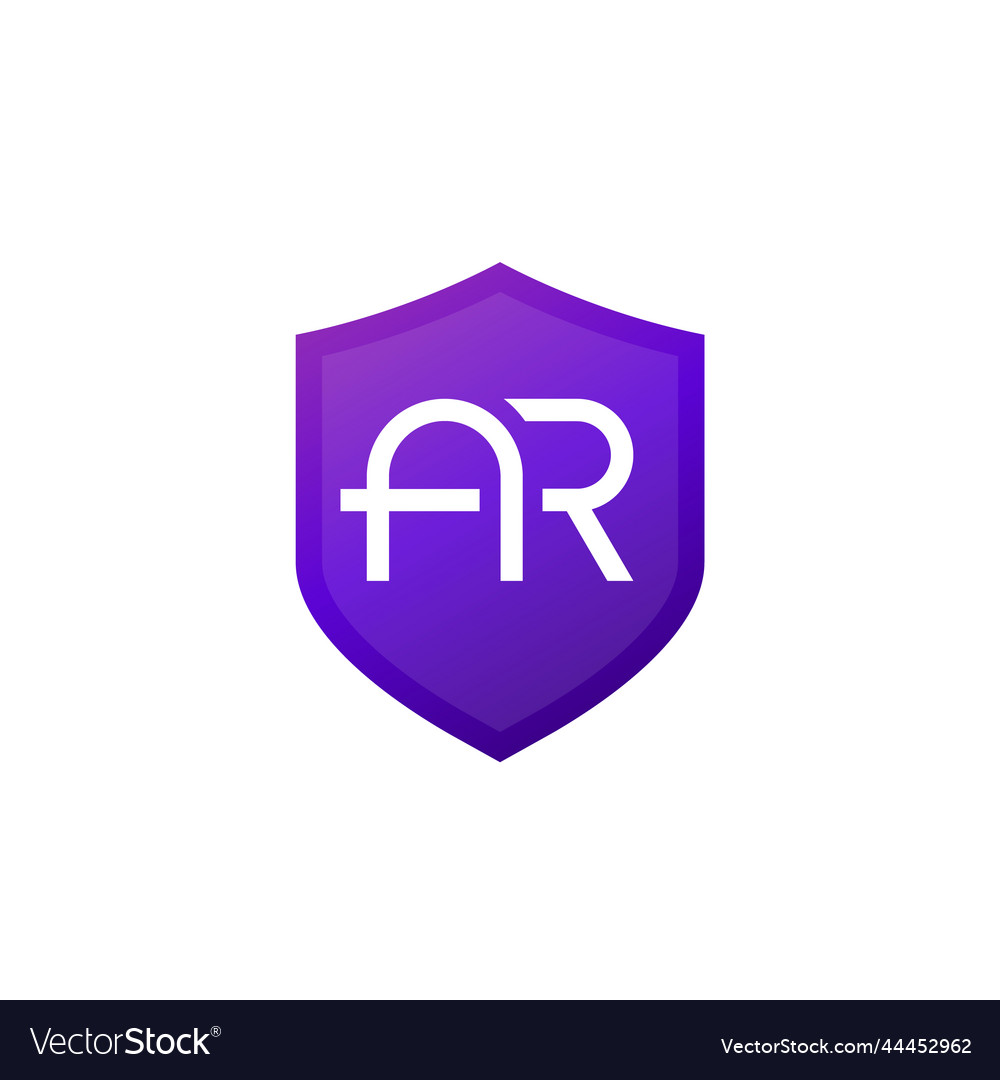 Ar monogram letters logo with a shield Royalty Free Vector