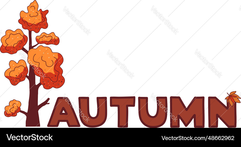 Colorful autumn concept word red tree with fall Vector Image