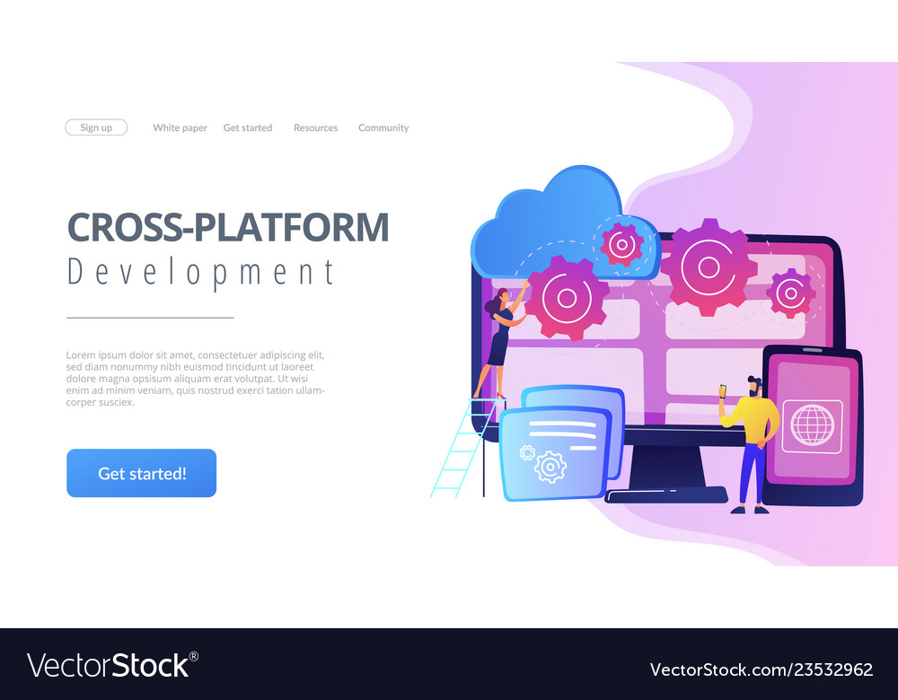 Cross-platform programming concept landing page Vector Image