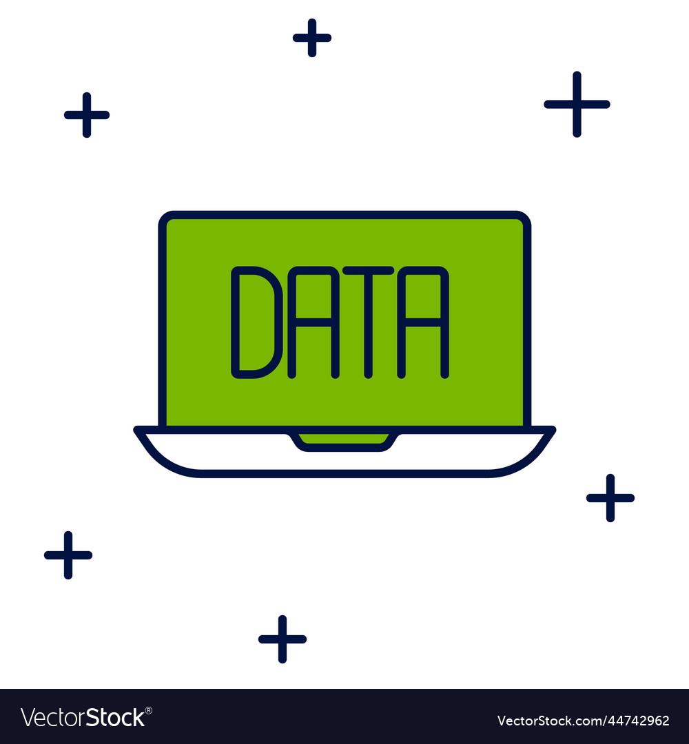 Filled Outline Data Analysis Icon Isolated Vector Image