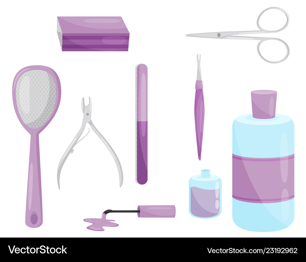 Flat set of tools for nail care Royalty Free Vector Image
